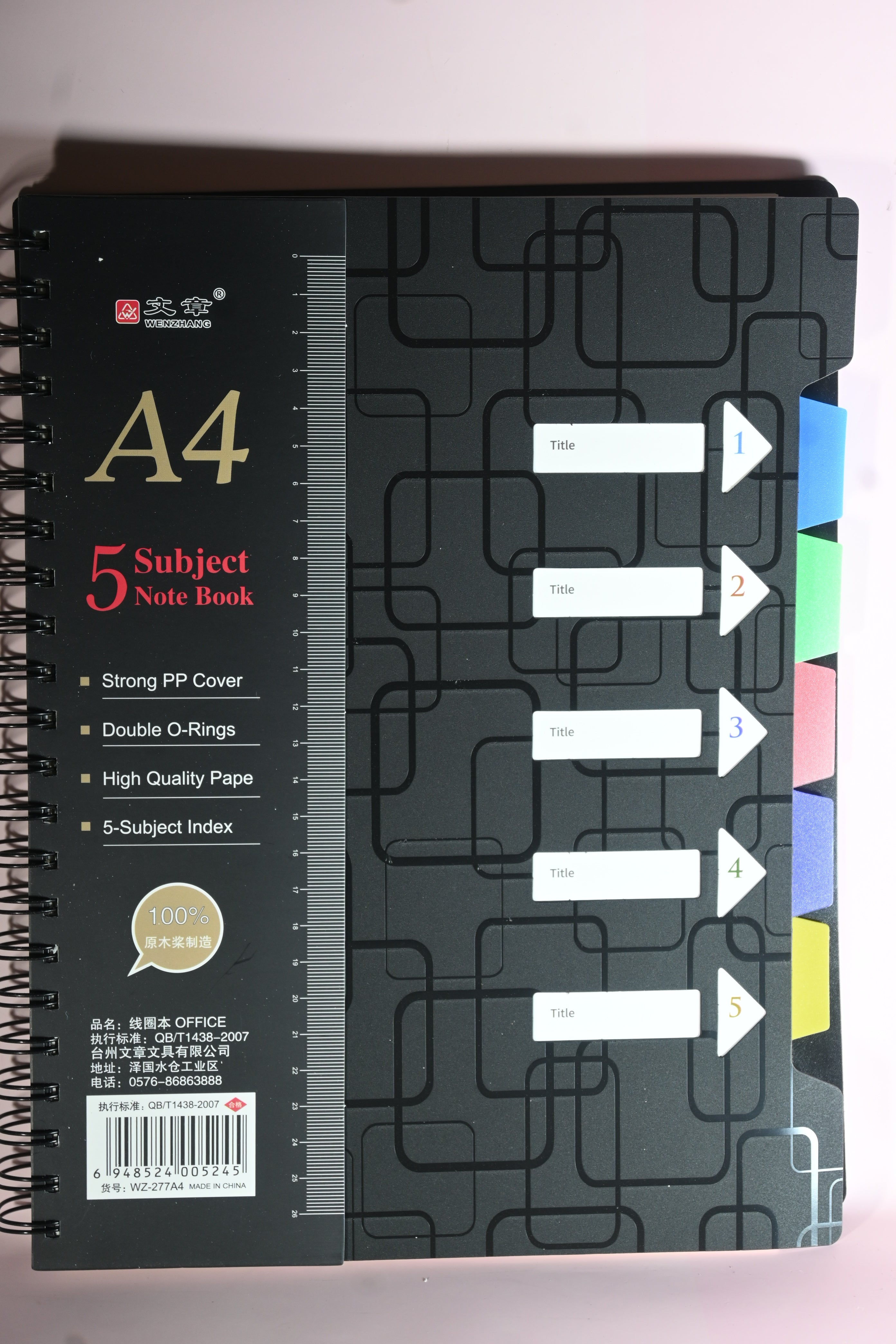 A4 Spiral Bound Notebook with 5 Dividers Black/Blue – Vachi